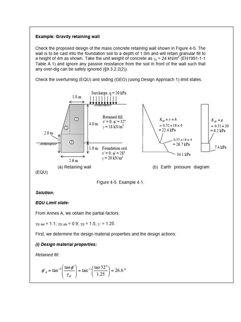 Example Gravity Retaining Wall | PDF | Mechanical Engineering | Applied ...