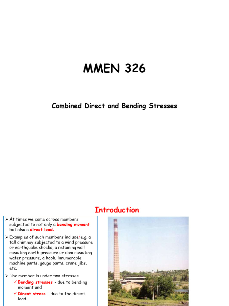Combined Direct and Bending Stresses | PDF | Bending | Stress (Mechanics)