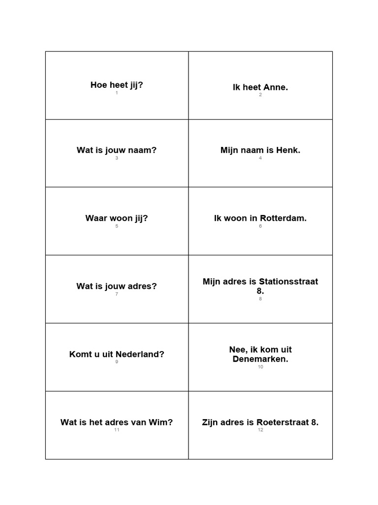 Kaartjes Vraag en Antwoord Algemeen | PDF