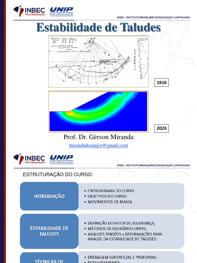 Estabilidade de Taludes: Análise e Métodos | PDF | Massa | Cimento