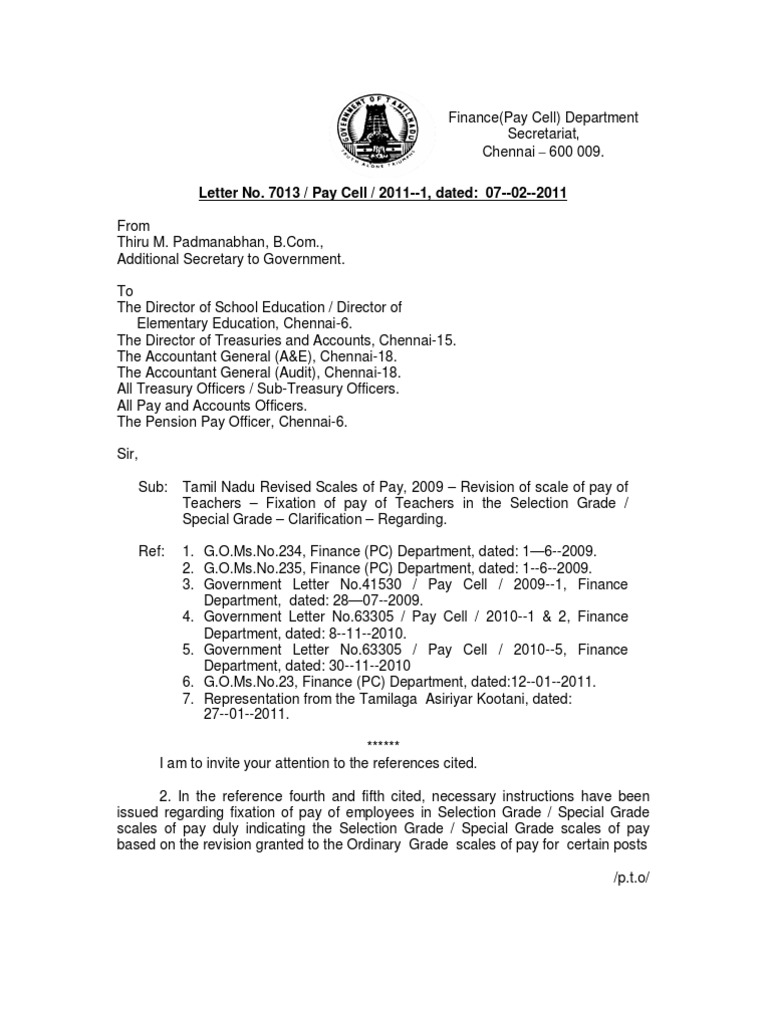 Selection Grade Special Grade Further Clarification Letter | Government ...