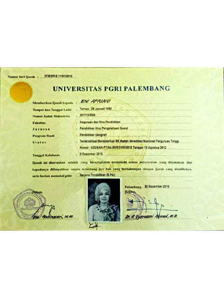 Ijazah S1 Eni | PDF