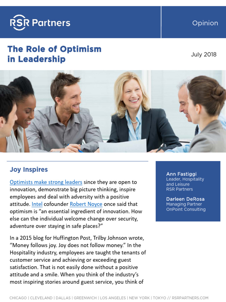 The Role of Optimism | PDF | Leadership | Consultant