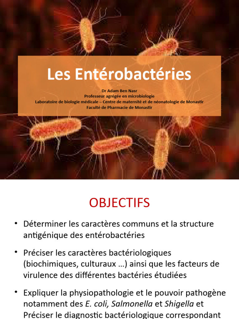 Caractéristiques et pathogénie des entérobactéries | PDF | Escherichia ...