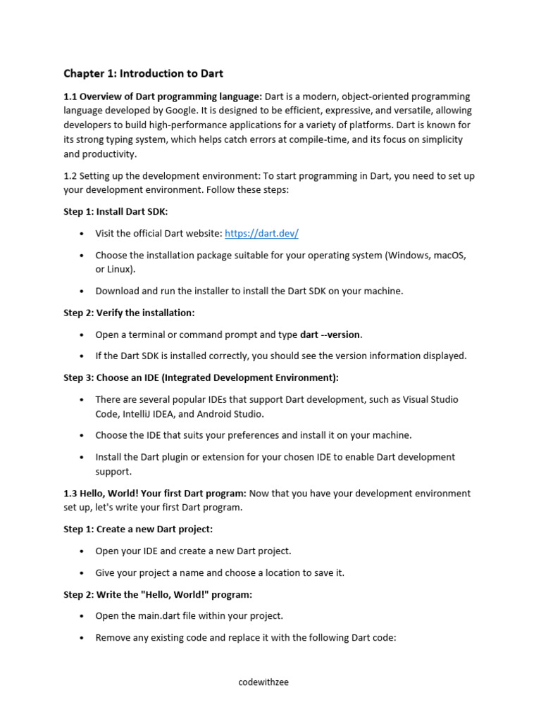 Chapter - 1 (Introduction To Dart) | PDF | Data Type | Integrated ... Chapter - 1 (Introduction To Dart) | PDF | Data Type | Integrated ...