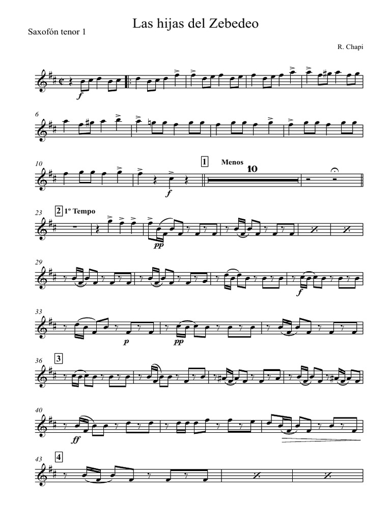 Las Hijas Del Zebedeo Sib. 8 - Saxofón Tenor 1 | PDF