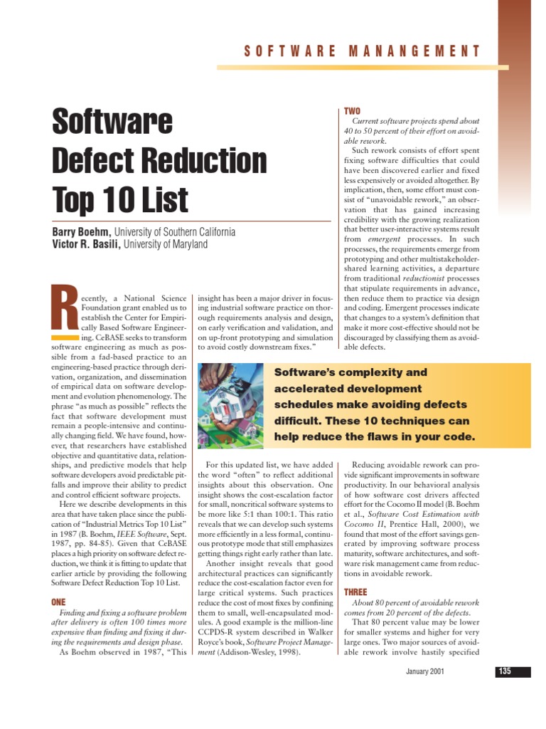 Software Defect Reduction - Top10 List | PDF | Software Bug | Computing