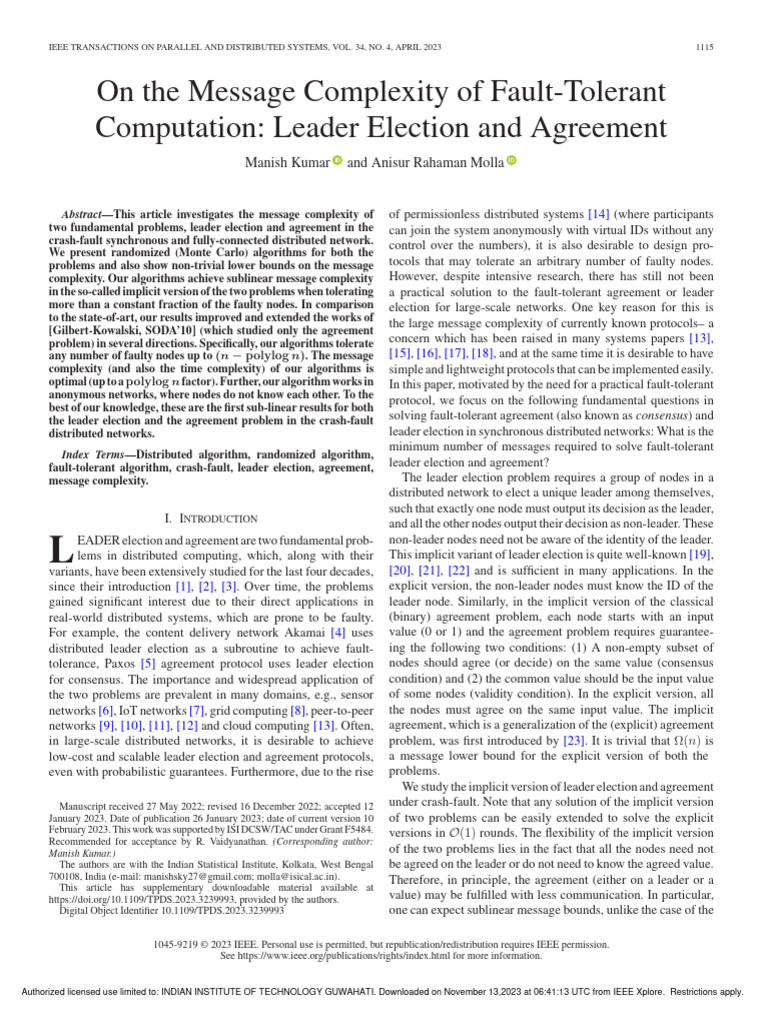 DC@R4@Endsem | PDF | Distributed Computing | Time Complexity