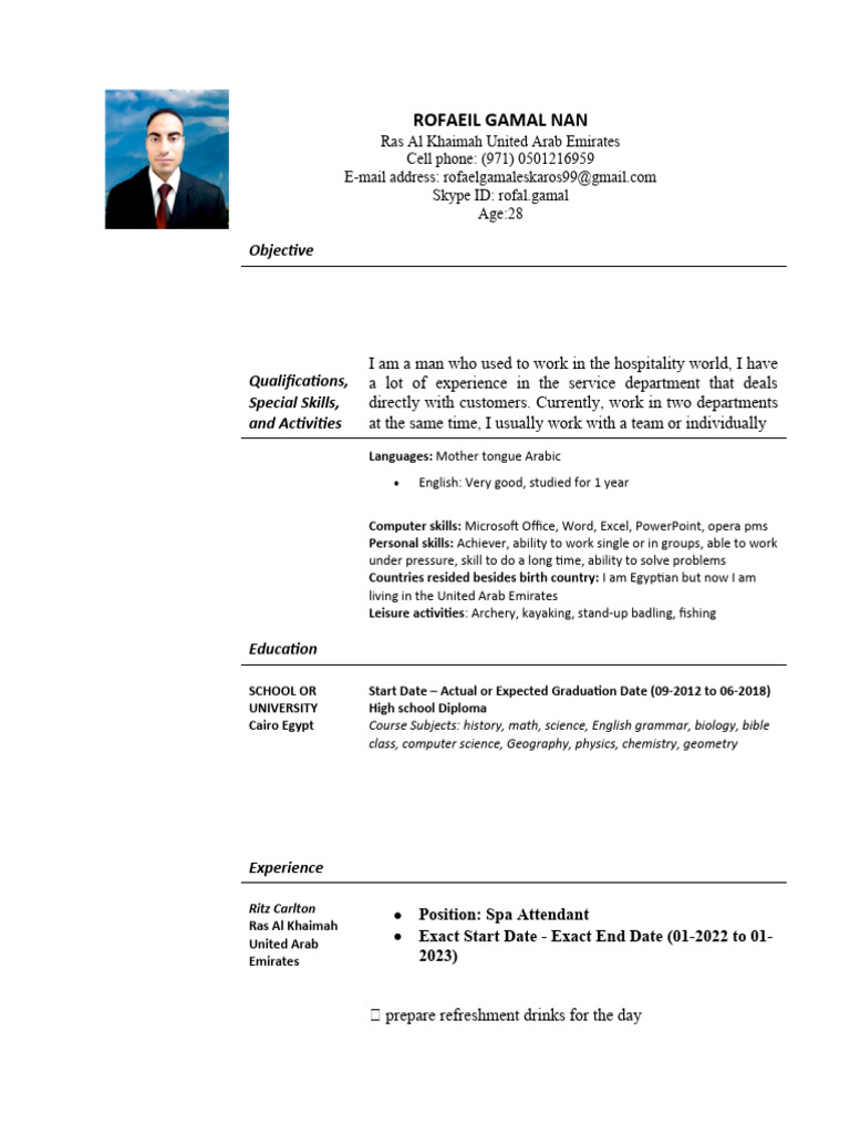 ITN Resume - Format1 | PDF