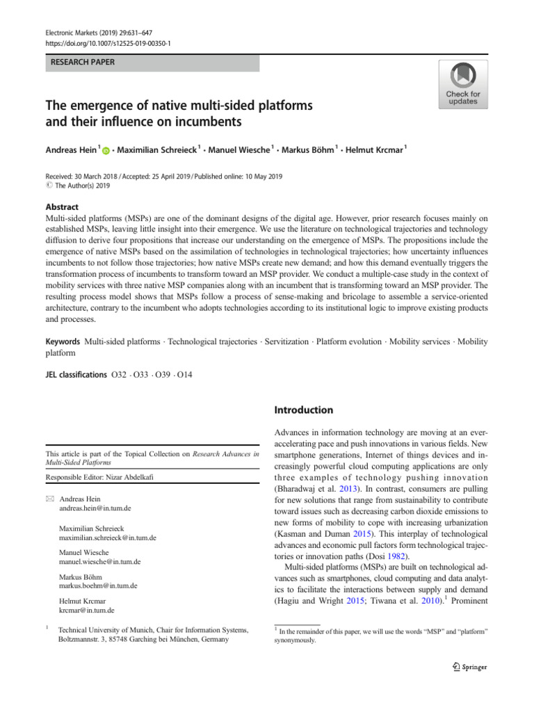 2019 - EM - Hein - Schreieck - Wiesche - Böhm - Krcmar - The Emergence of Native Multi-Sided ...