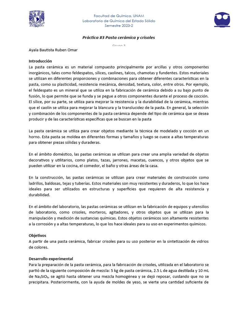 Práctica 3 Sólido | PDF | Cerámica | Sólido