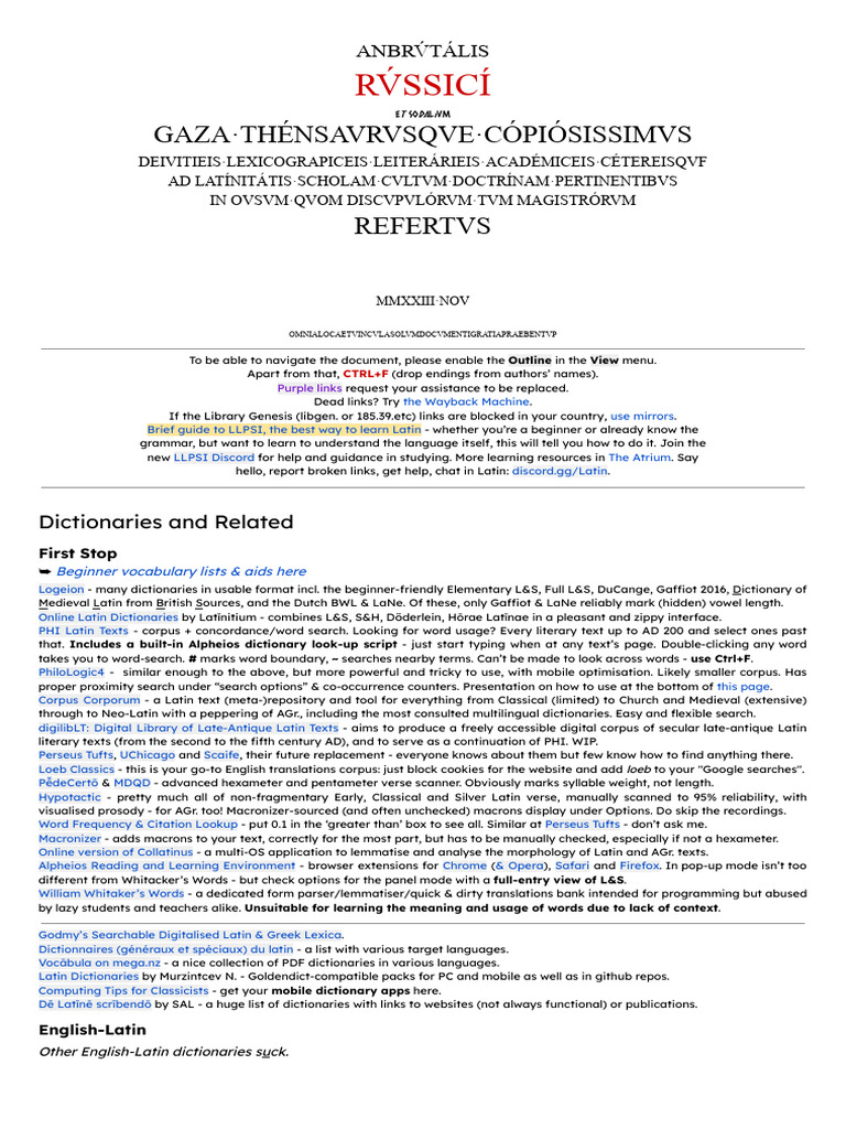 Thesaurus Anbrutalis | PDF | Latin | Dictionary