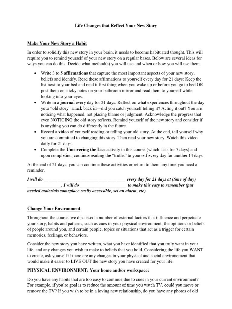 Creating Life Changes | PDF | Habits | Memory