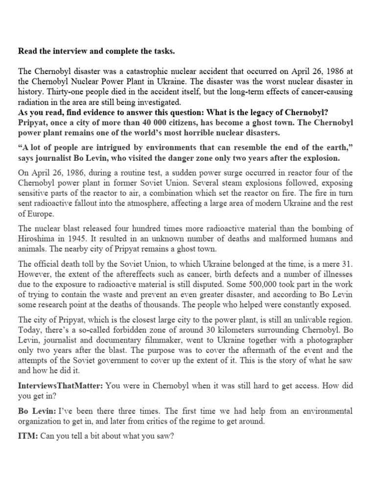 HO 2 Reading | PDF | Chernobyl Disaster | Radioactivity