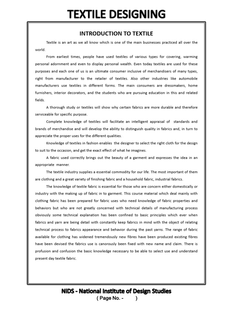 Textile Project NiDS PDF | PDF | Yarn | Textiles