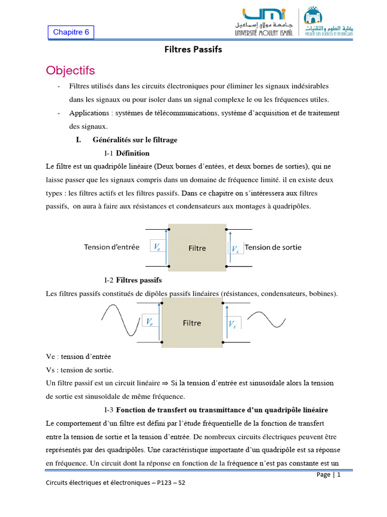 Filtres Passifs en Circuits Électroniques | PDF | Filtre (électronique ...
