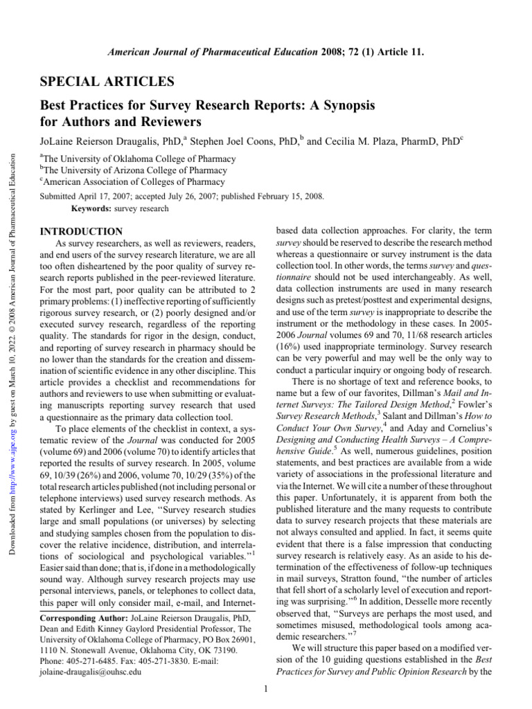 Survey Research Reporting Best Practices | PDF | Survey Methodology ...