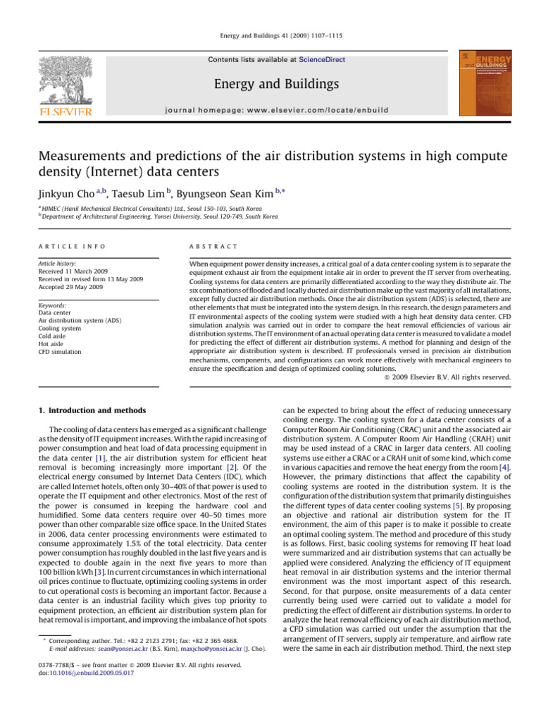 2009 Measurements and Predictions of The Air Distribution Systems in ... 2009 Measurements and Predictions of The Air Distribution Systems in ...