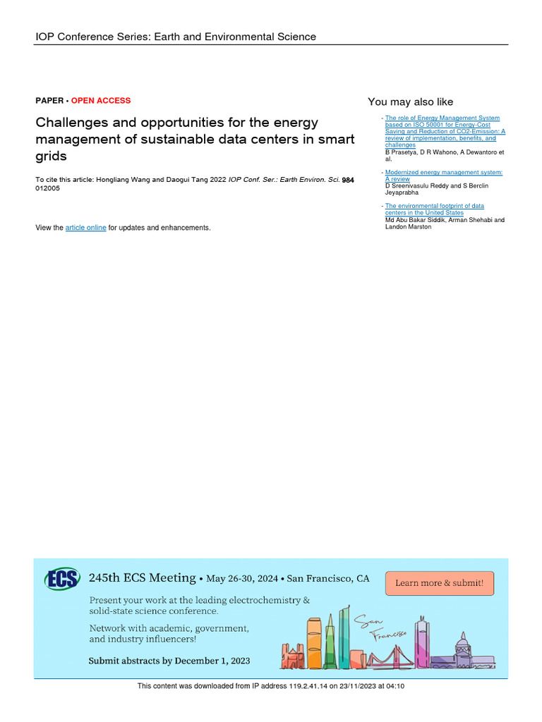 2022 Challenges and Opportunities For The Energy Management of Sustainable Data Centers in Smart ...