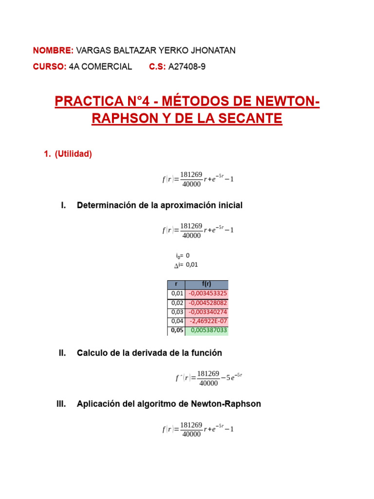 Practica 4 Newton y Secante | PDF | Matemáticas Aplicadas | Algoritmos