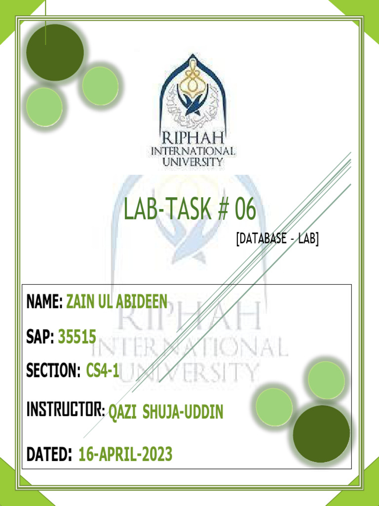 Lab Task (06) DB | PDF | Cybernetics | Systems Theory