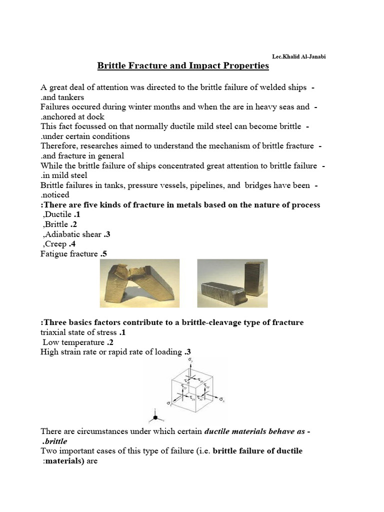 Brittle Fracture and Impact Properties | PDF | Fracture | Ductility