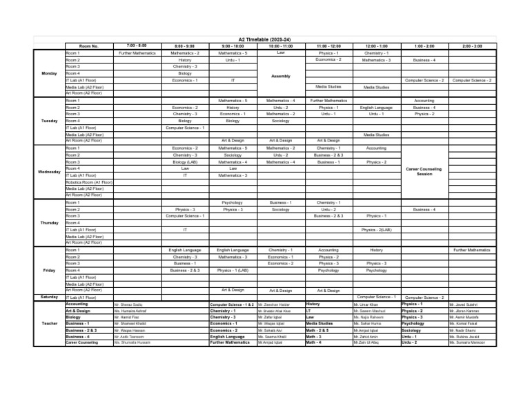 A Level Timetable - A2-15!8!2023 | PDF | Science