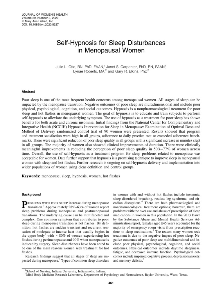 Self-Hypnosis for Menopausal Sleep | PDF | Hypnosis | Sleep