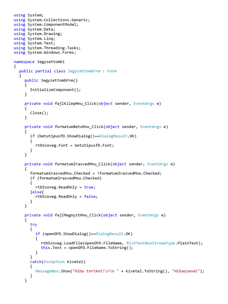 Jegyzettomb1 Kod | PDF