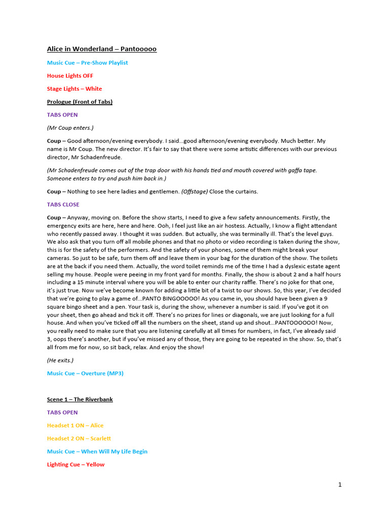 Script | PDF | Alice (Alice's Adventures In Wonderland)