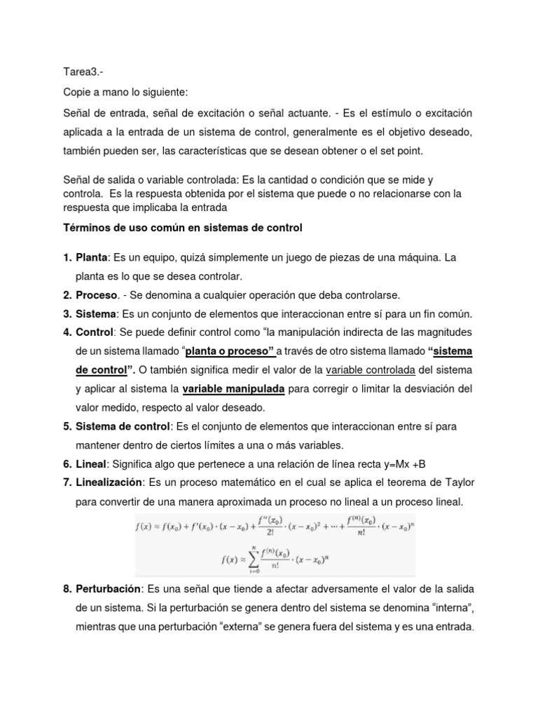 Tarea3 2 | PDF | Sistema de control | Linealidad