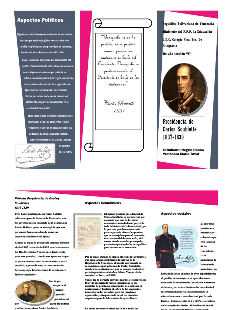 Primera Presidencia de Carlos Soublette | PDF | Venezuela