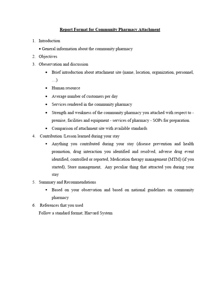 Pharmacy Attachment Report Guide | PDF