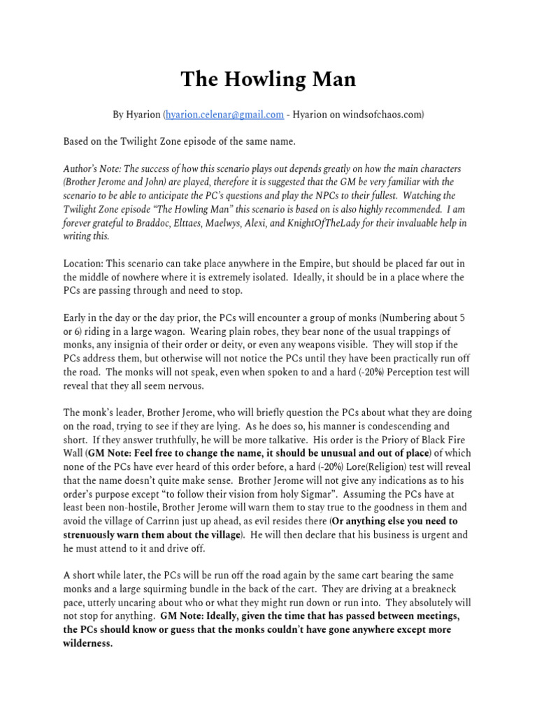 WFRP 4ed - The Howling Man | PDF