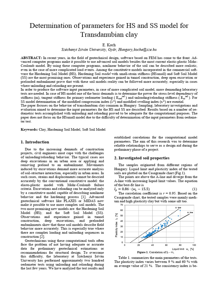 Determination of Parameters For HS and SS Model For Transdanubian Clay | Download Free PDF ...