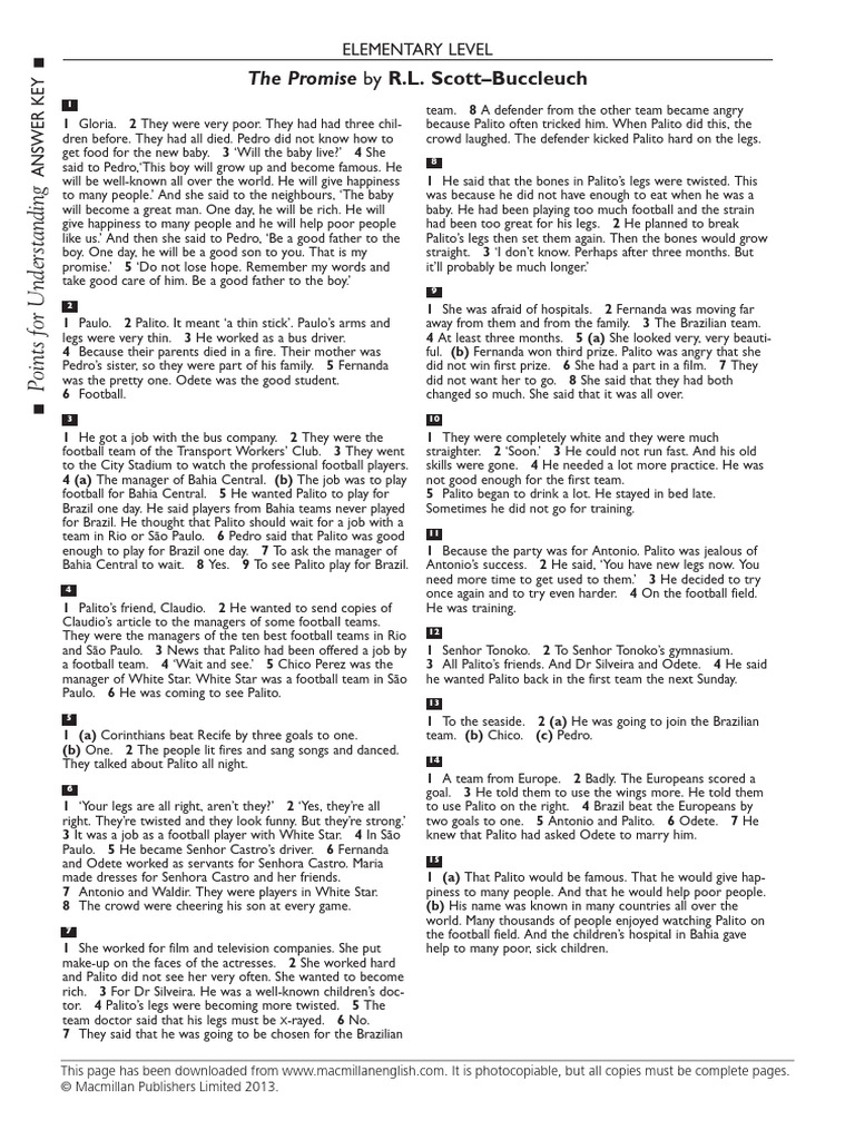 The Promise Points For Understanding Answer Key | PDF | Brazil