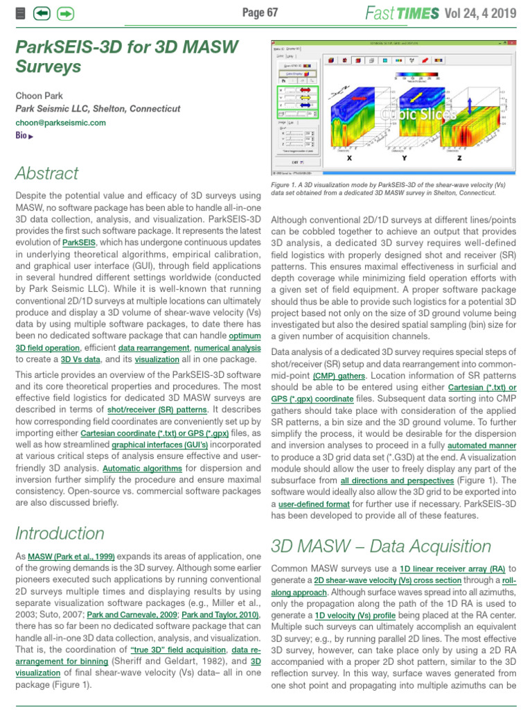 ParkSEIS-3D: All-in-One 3D MASW Tool | PDF | 3 D Computer Graphics ...