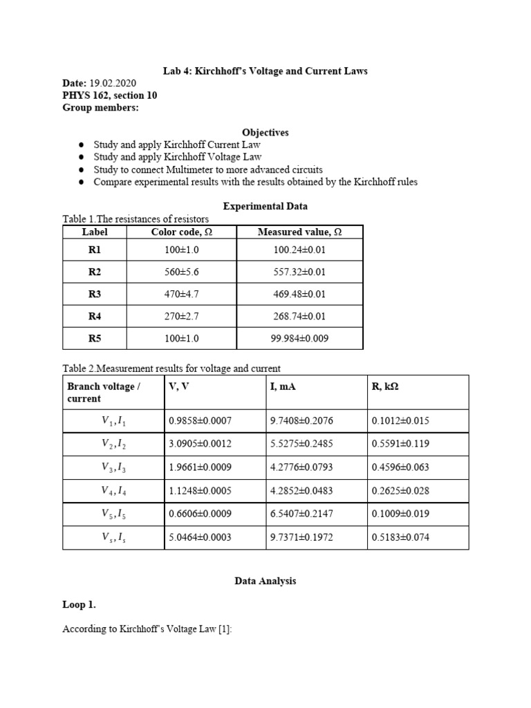 Kirchhoff's Voltage and Current Laws | PDF | Electrical Resistance And ...