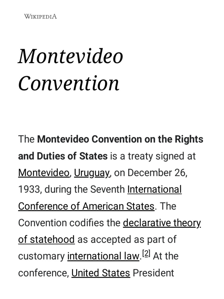 Montevideo Convention Explained | PDF | Sovereign State | International ...