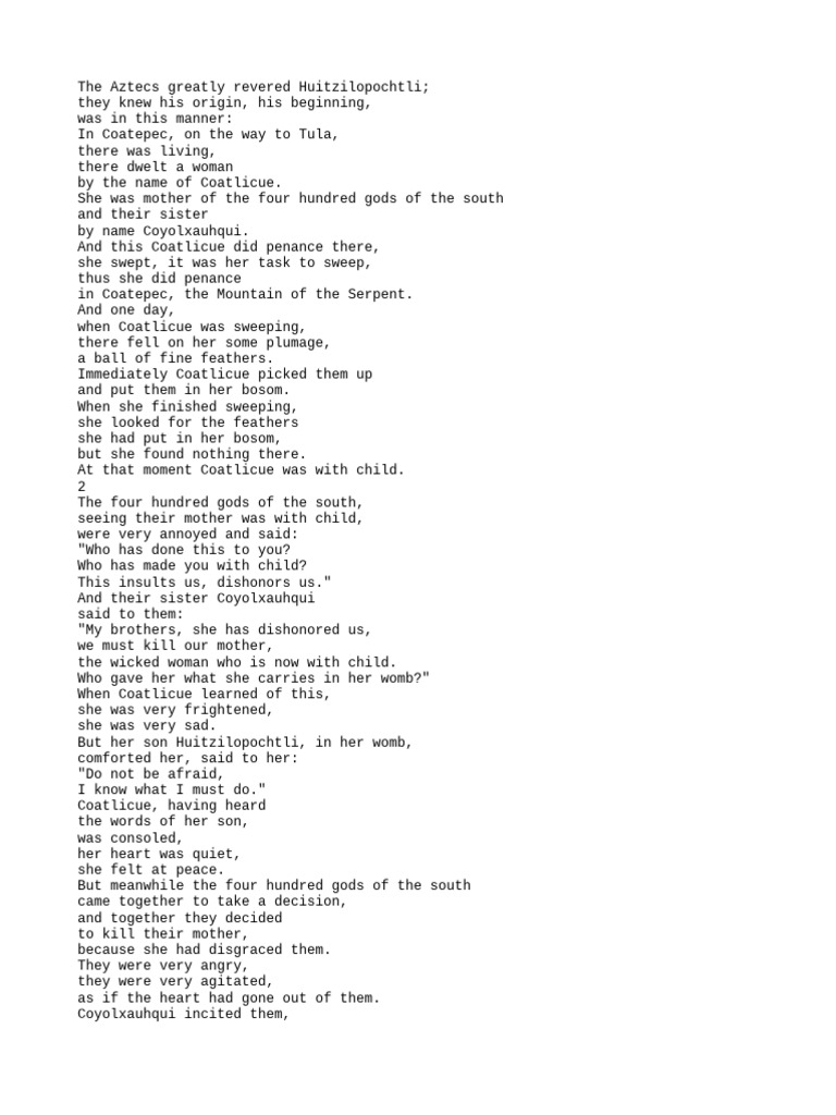 The Aztecs Greatly Revered Huitzilo | PDF