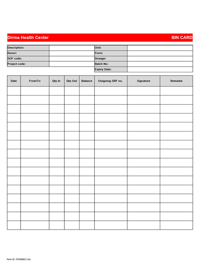 Sample Bin Card of Save Children | PDF | Finance & Money Management