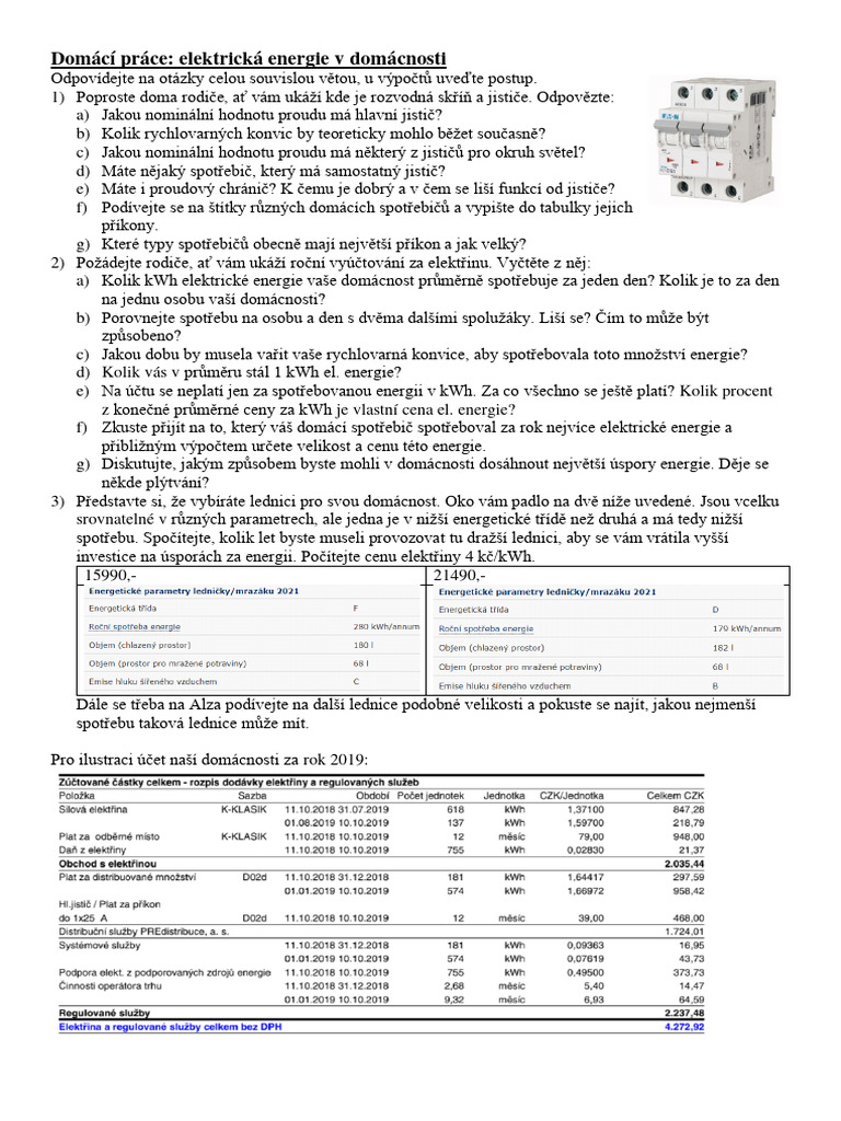 Elektrina V Domacnosti Domaci Prace | PDF