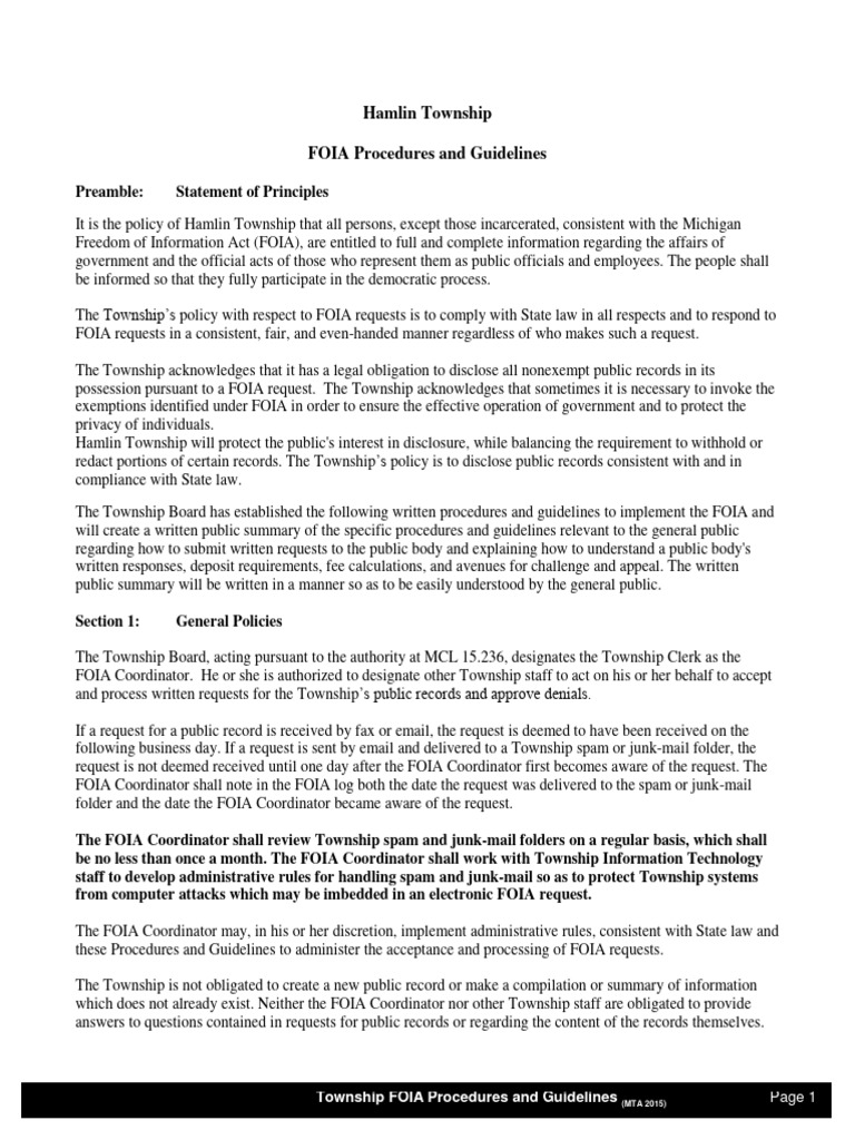 Foia Procedures and Guidelines | PDF | Freedom Of Information Act ...