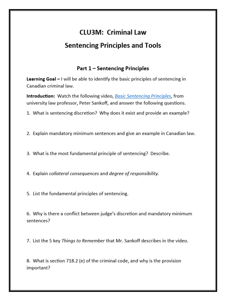 Sentencing Principles and Tools | PDF