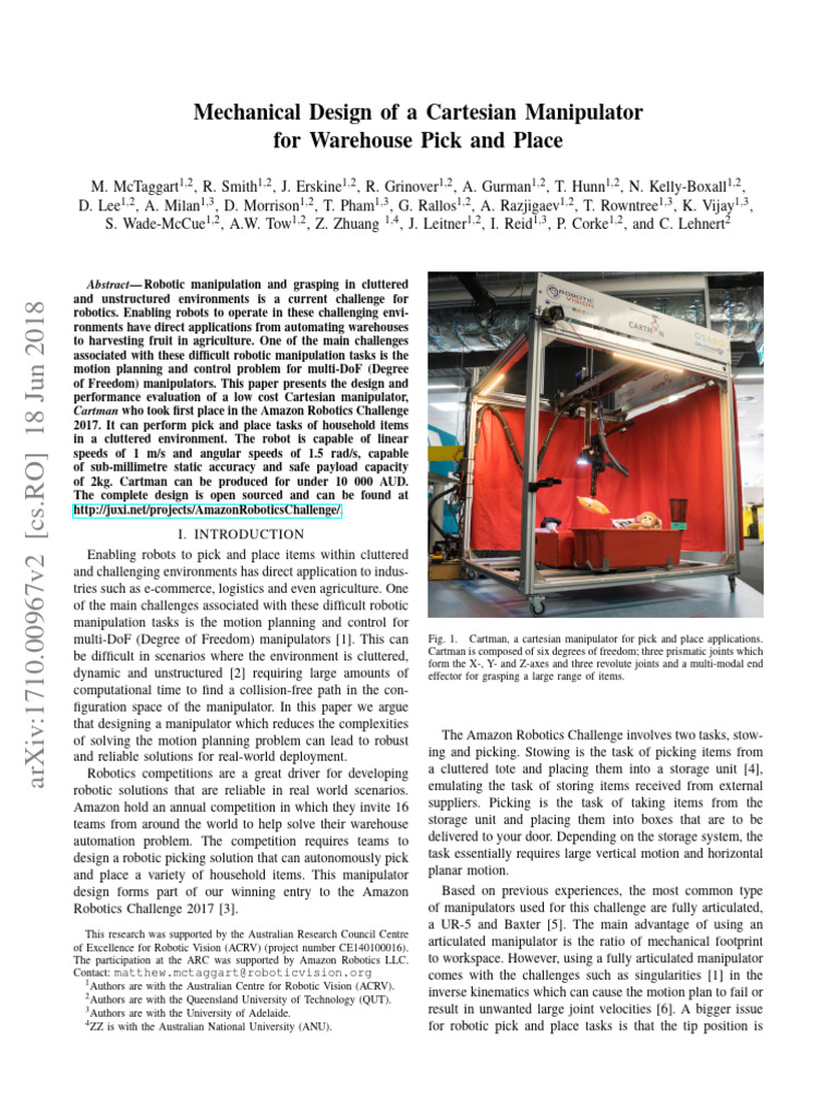Mechanical Design of A Cartesian Manipulator | PDF | Robotics ... Mechanical Design of A Cartesian Manipulator | PDF | Robotics ...