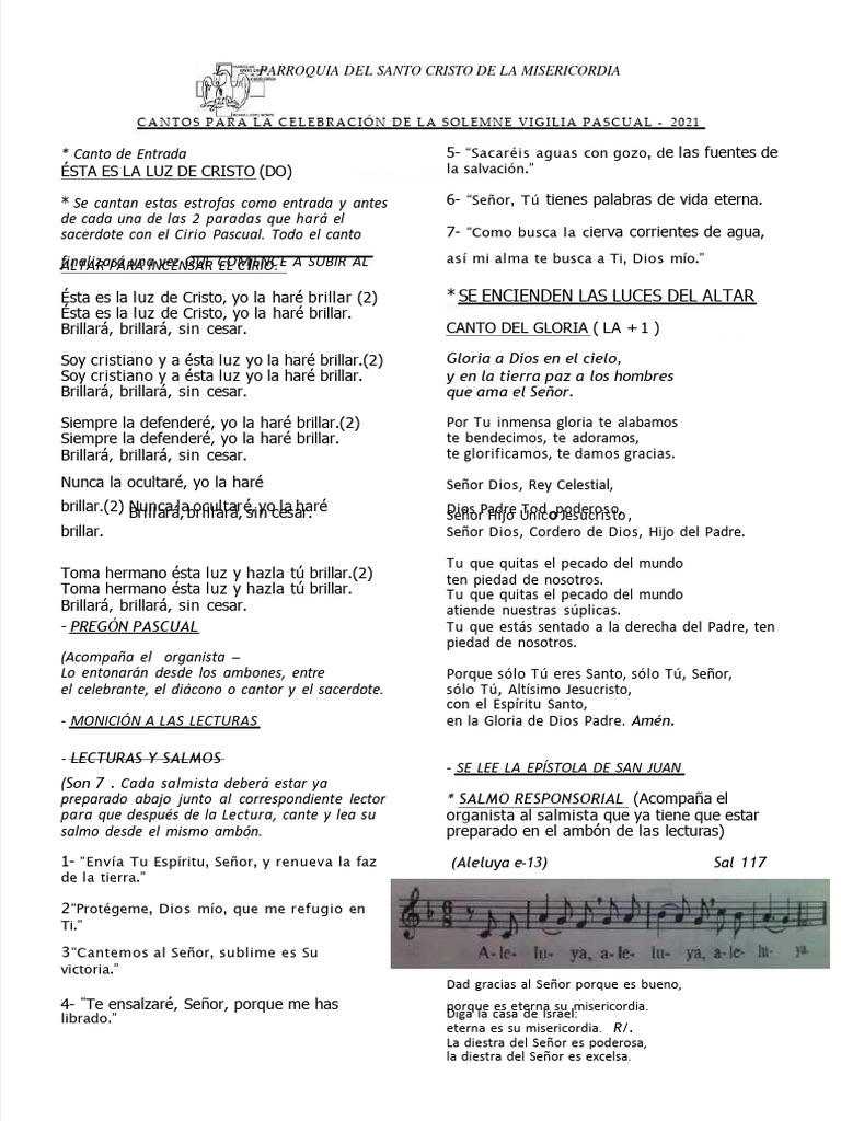 PDF Cantos para La Solemne Vigilia Pascual 2021 | PDF | Misa (liturgia) | Cristo (título)