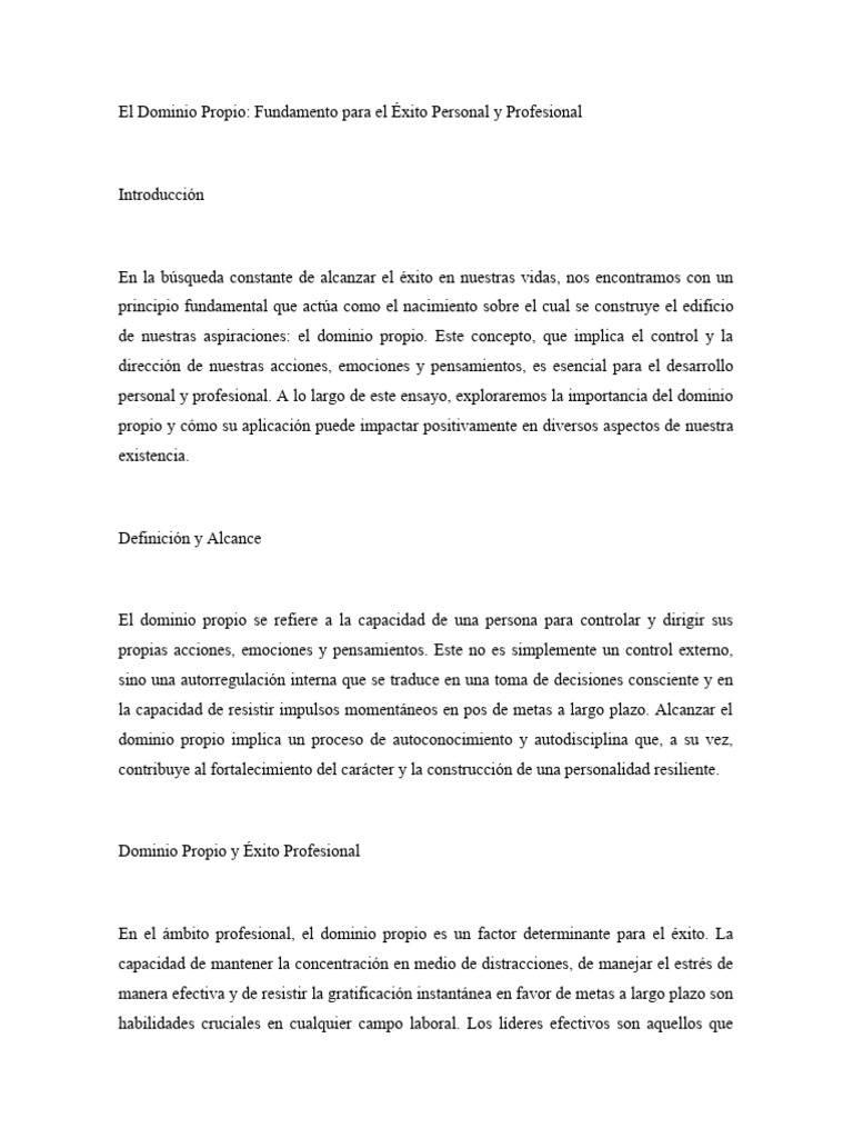 El Dominio Propio | PDF | Las emociones | Desarrollo personal