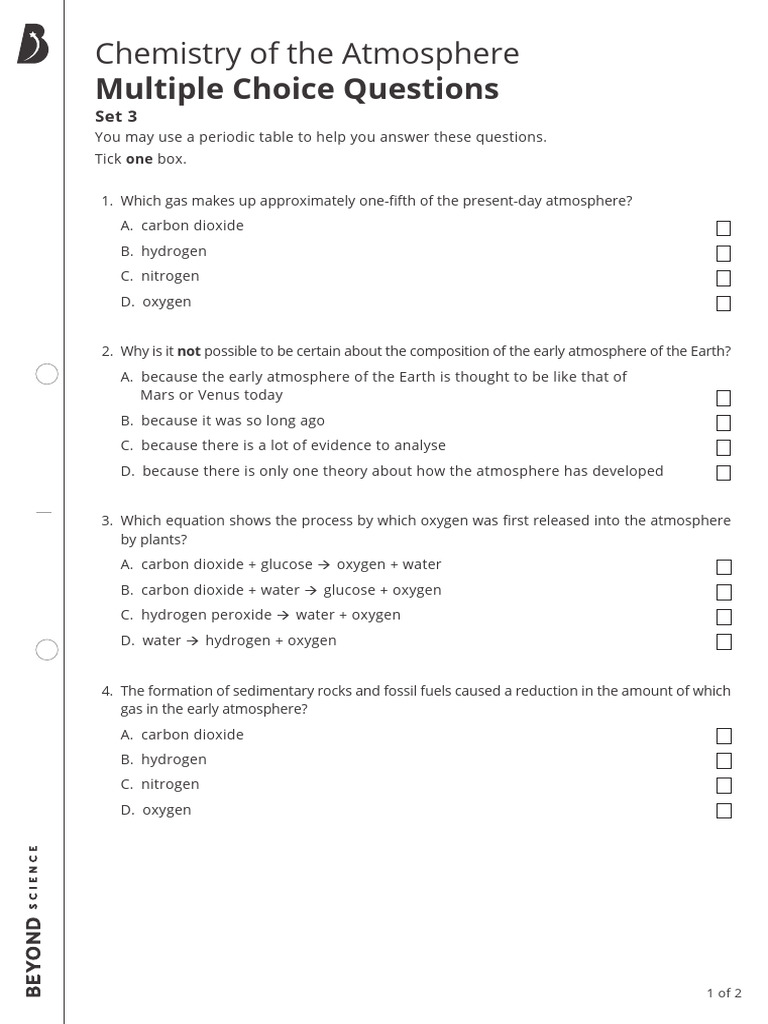 KS3 Chemistry Atmosphere Quiz | PDF | Atmosphere Of Earth | Atmosphere