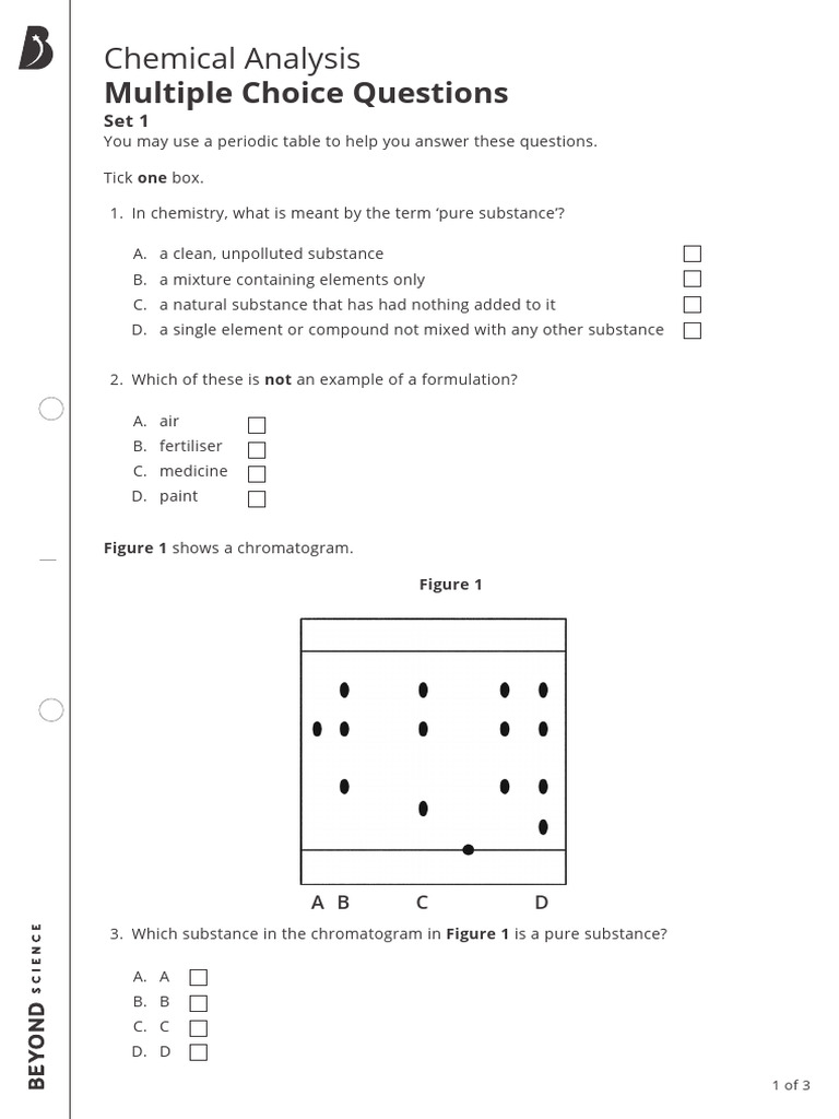 Chemical Analysis Multiple Choice Questions Set 1 | PDF | Chemical ... Chemical Analysis Multiple Choice Questions Set 1 | PDF | Chemical ...