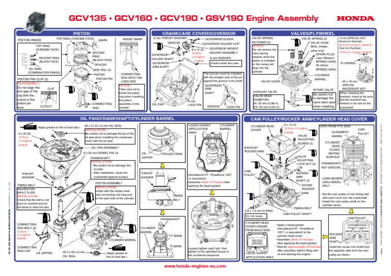 Engine Assembly gcv135 190 en | PDF | Piston | Belt (Mechanical)